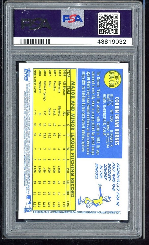 2019 Topps Heritage CORBIN BURNES Real One Red Ink Auto /70 #ROA-CBU ...