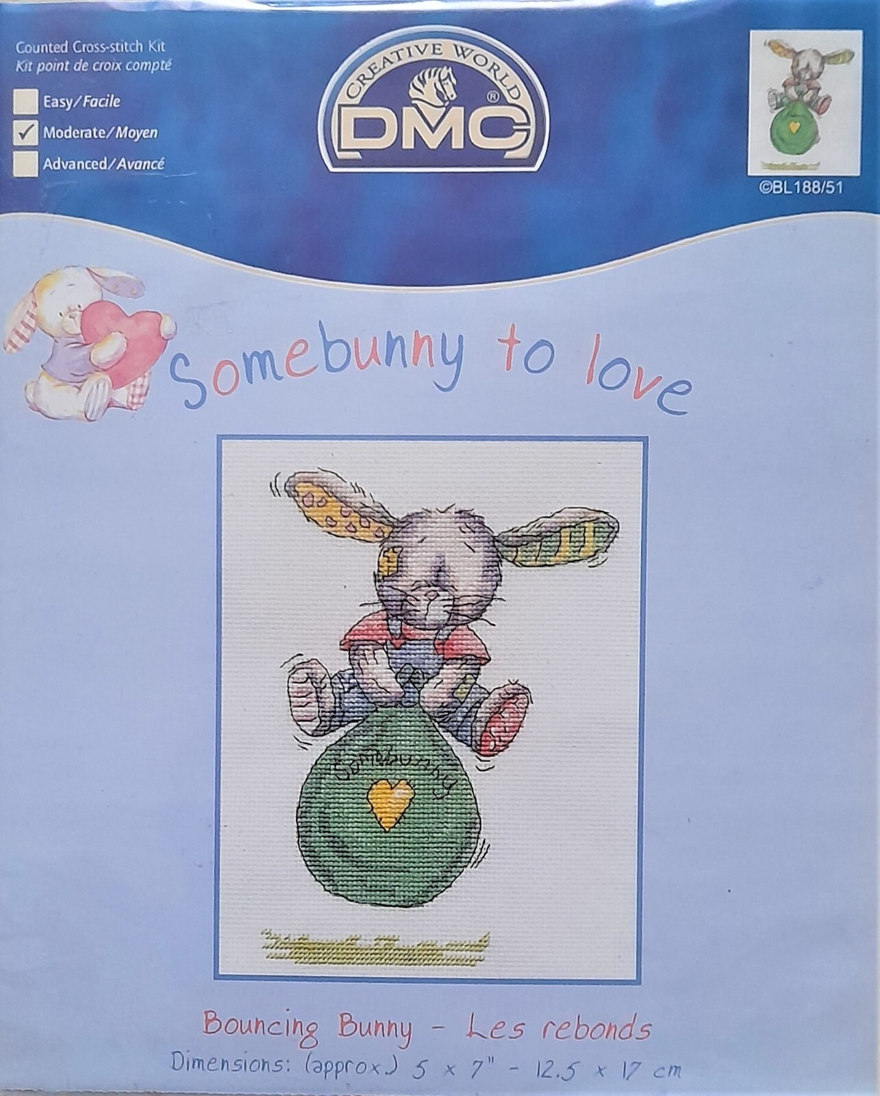 DMC counted cross stitch kit Somebunny to Love Baby Rabbit 5 x 7" | eBay UK