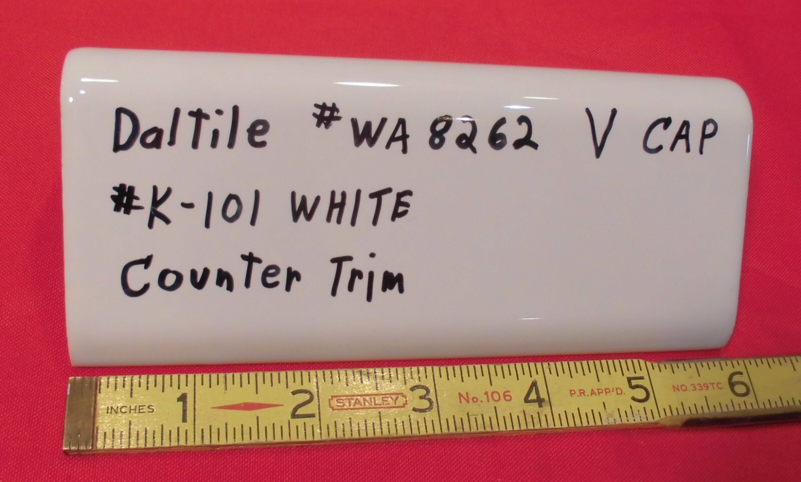 1 pc. Daltile #K-101 Kohler White: V - Cap Ceramic Trim Tile ...