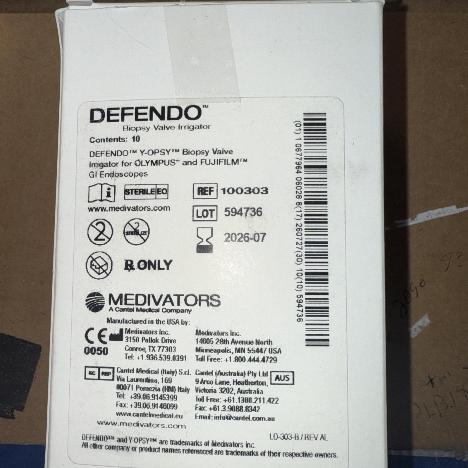 Medivators 100303 Defendo Y-OPSY Biopsy Irrigator vlv,No Aux Water Vl ...