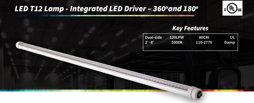 LED T12,5ft,40W,5K,Type B, Single Sided,Double Pin or RDC-Clear(LED ...