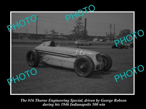 OLD POSTCARD SIZE PHOTO OF GEORGE ROBSON 1946 INDIANAPOLIS RACE CAR ...