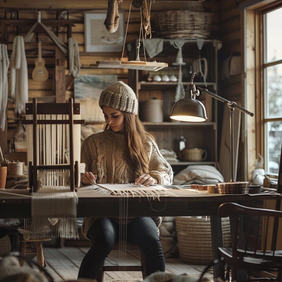 Fireside Crafts Solid Wood Table-top Weaving Loom 25.2" H x 19.3" W ...