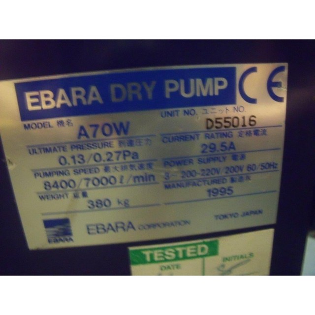 EBARA A70W Vacuum Pump A70wn Dry Multi Stage for sale online | eBay