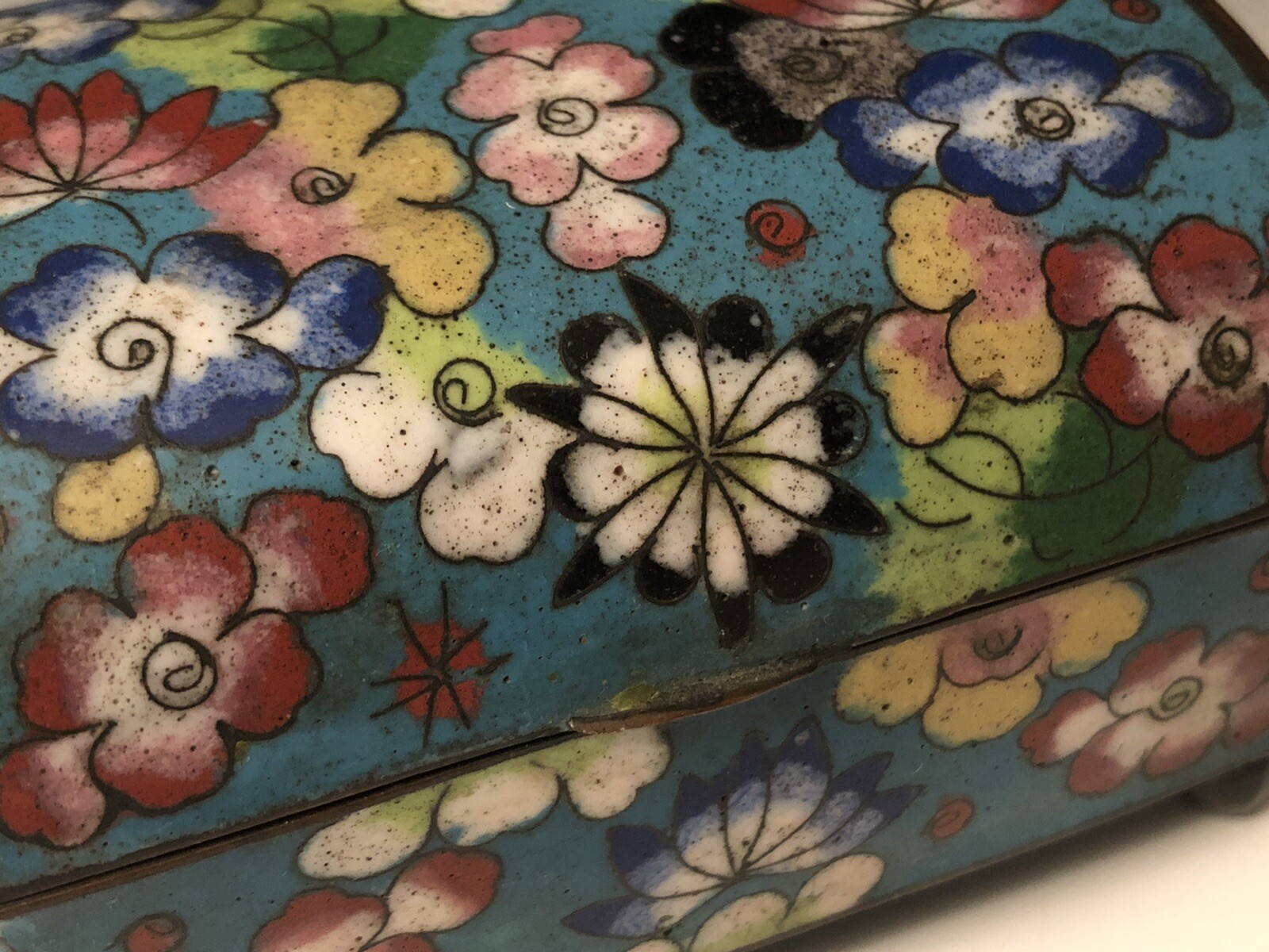 Antique Chinese Cloisonne Enamel Small Box | eBay