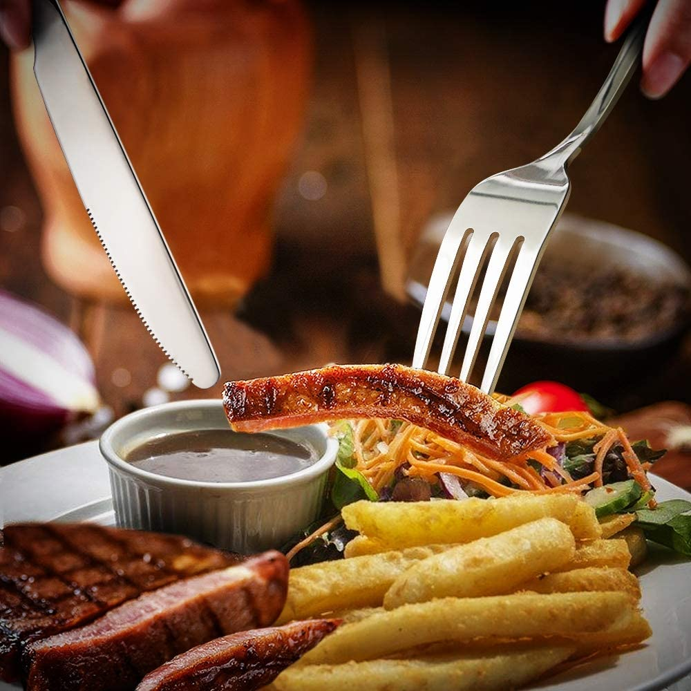 12-Piece Dinner Forks Set, Food-Grade Stainless Steel Cutlery Forks, 8 ...