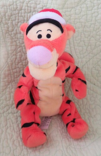 SANTA Hat TIGGER 7" Stocking Stuff Decor TOY Beanbag Christmas Holiday ...