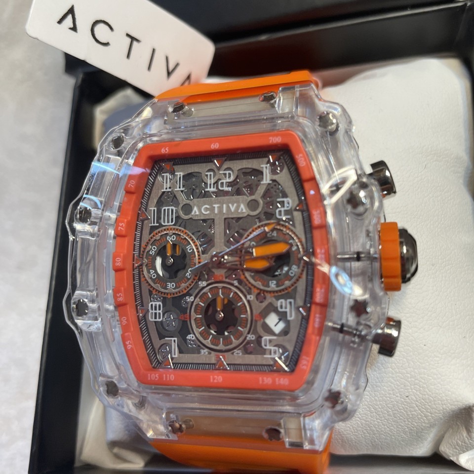 Invicta Activa Circuit X 44.3mm w/ Skeleton Dial PC Case orange Watch ...