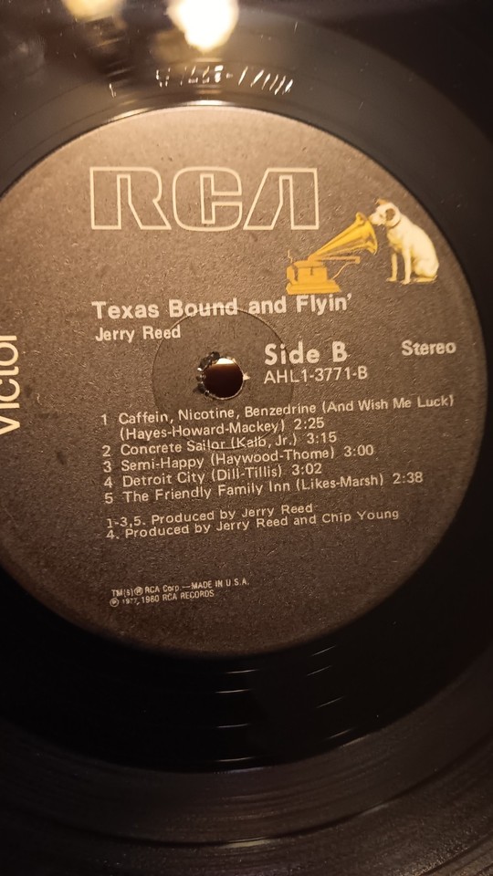 Jerry Reed Texas Bound And Flyin' Vinyl LP Album 1980 Smokey and the ...