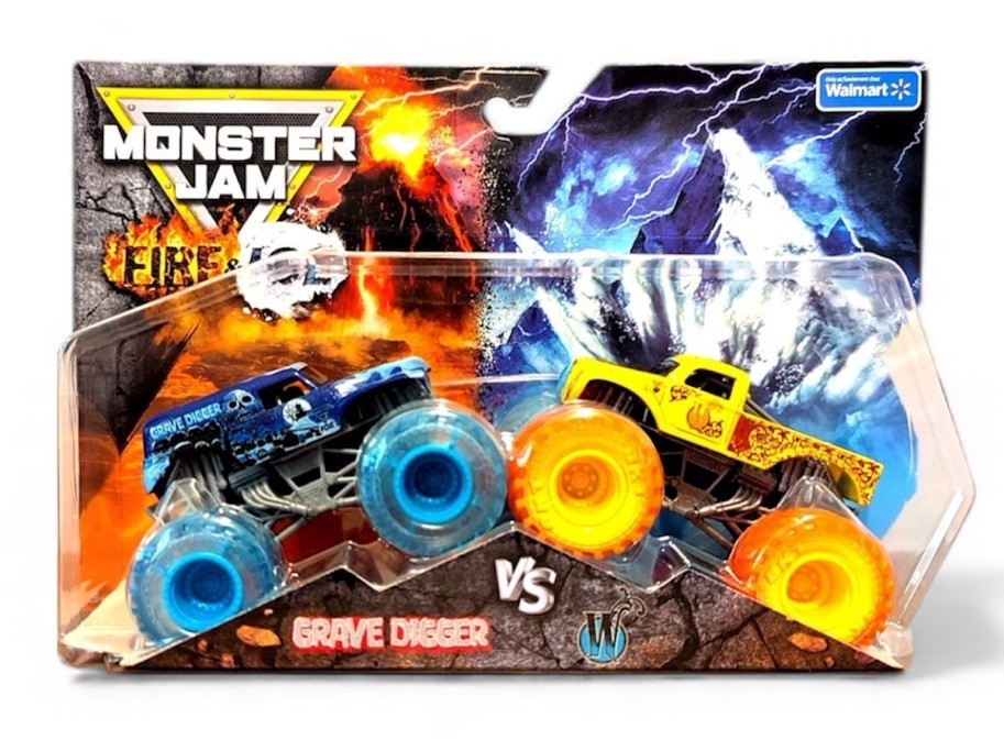 2025 Monster Jam Fire & Ice Spilt Grave Digger Whiplash & Dragon Zombie ...