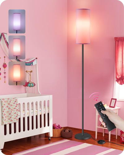 Dimmable Pink Floor Lamp for Living Room with Remote and Foot 66 inches ...