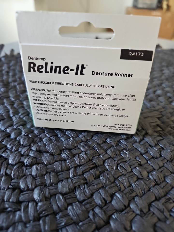 Dentemp Denture RELINER RELINE IT - 2 repairs / box ( 1 box ) green NEW ...