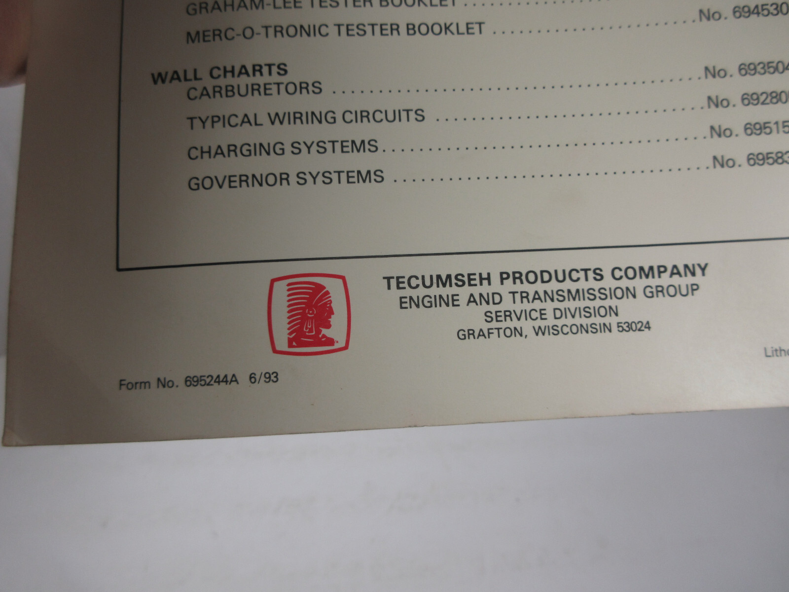 1993 Tecumseh Overhead Valve Engines Mechanic's Handbook #695244A manual | eBay