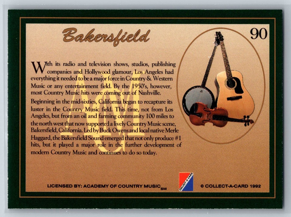 1992 Collect-A-Card Country Classics Bakersfield #90 | eBay