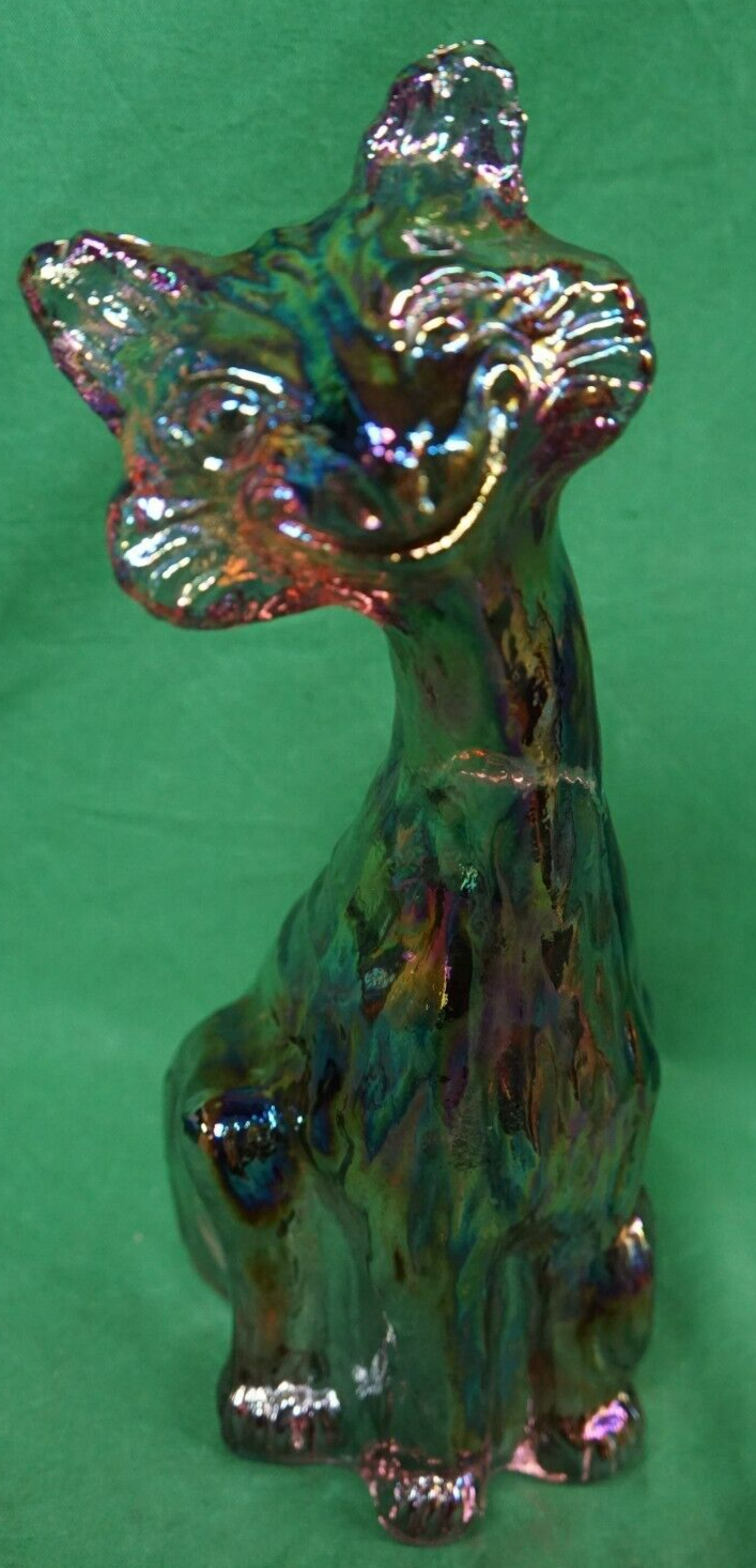 Vintage Fenton Carnival Glass Winking Cat 11" Iridescent Alley Cat ...
