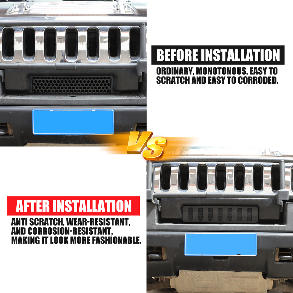 Black Alloy Front Lower Bumper Black Mesh Grille Panel For Hummer H2 ...