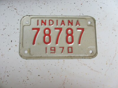 1970 INDIANA MOTORCYCLE LICENSE PLATE SEE MY OTHER PLATES FREE SHIPPING ...