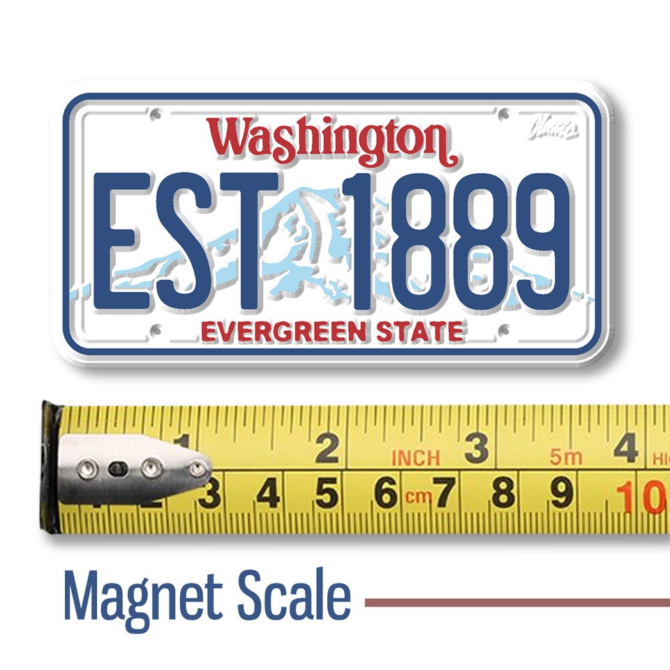 Washington State License Plate Magnet by Classic Magnets, 1.9" x 3.8 ...