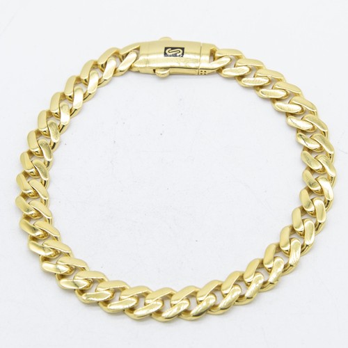 6mm Miami Cuban Royal Link Shiny Plain Bracelet Box Clasp Real 10K ...