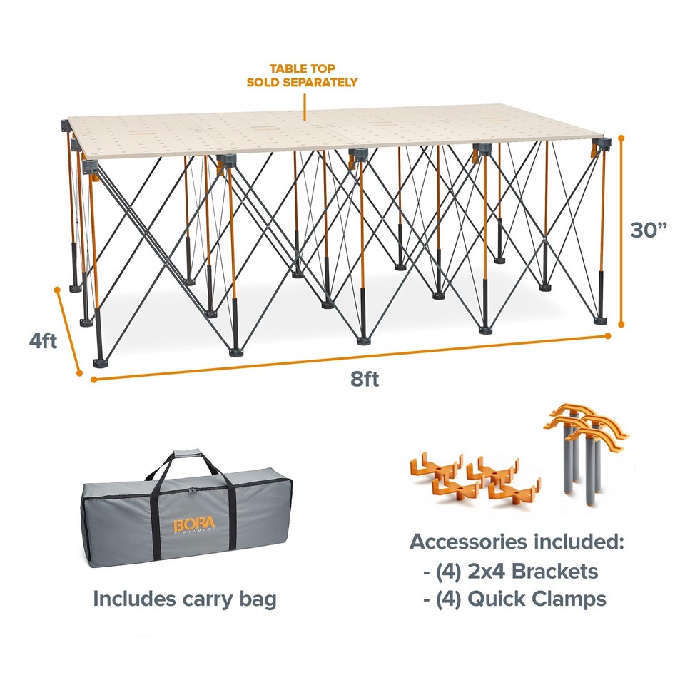 BORA Centipede 30in Folding Work Table Set - No Assembly 15-Strut ...