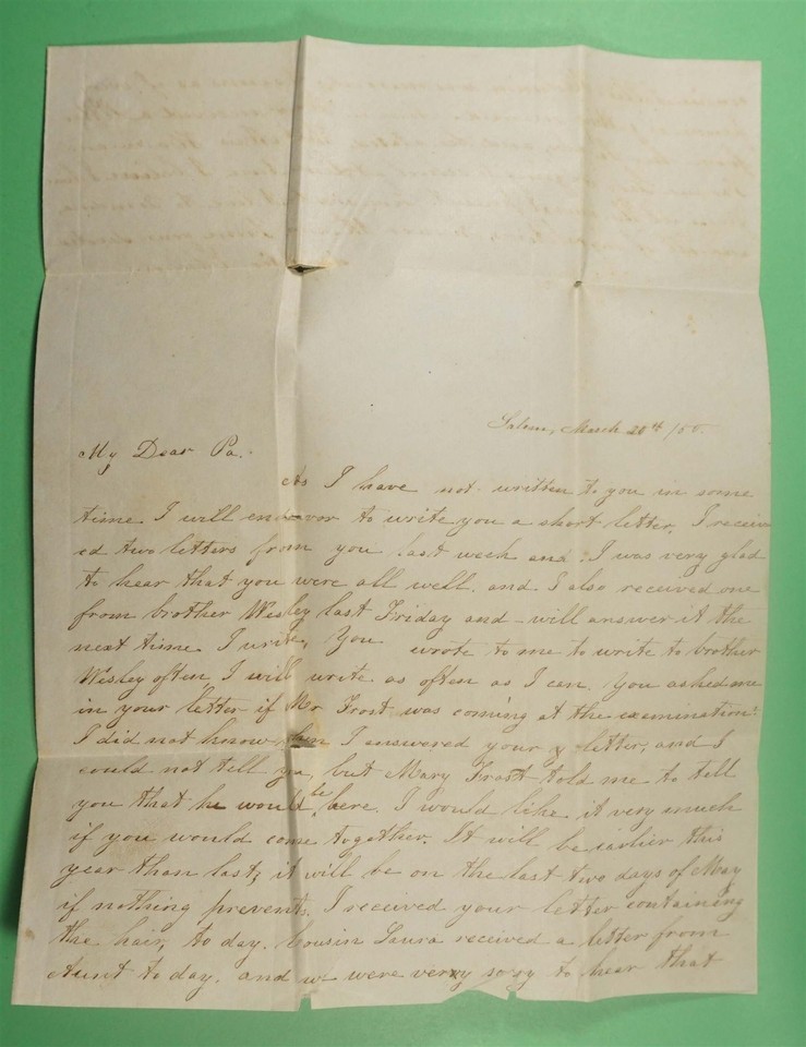 DR WHO 1855 STAMPLESS F/L PAID 5C SALEM NC TO MAYBINTON SC DPO 1826/ ...