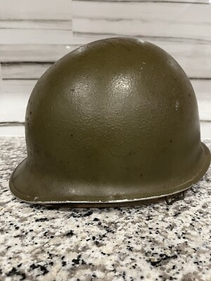 WWII WW2 US STEEL M1 HELMET-REAR SEAM SWIVEL BALES WAR HEAT STAMP LINER ...