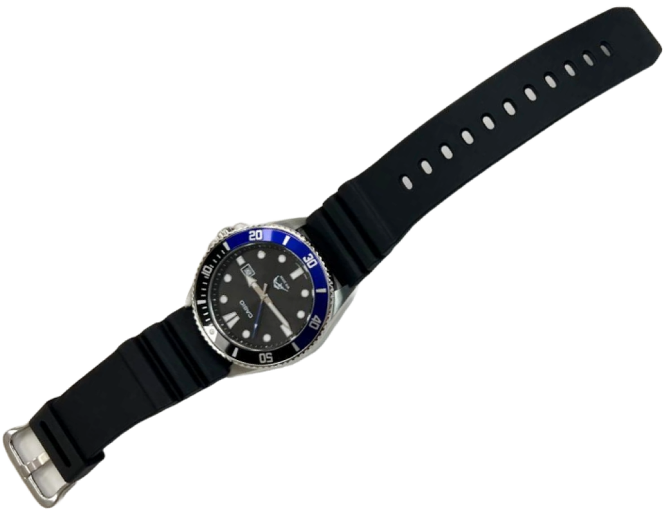 Casio Men's MDV-106 Heavy Duty Quartz Black & Blue Bezel Resin Men's ...