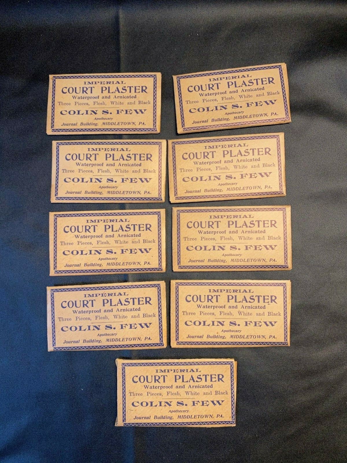 Vtg Imperial Court Plaster 3 Pcs Flesh, White & Black "Colin S. Few" | eBay