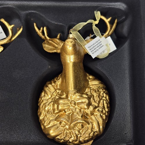 Trimsetter Dillard’s Gold Reindeer Ornaments Set of 2 Wreath Bust ...