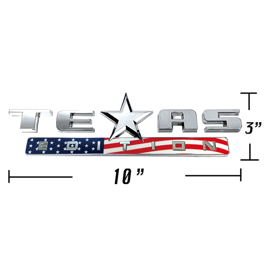 3PC 3D TEXAS EDITION EMBLEM Silver+Color American Flag Trunk Car ...