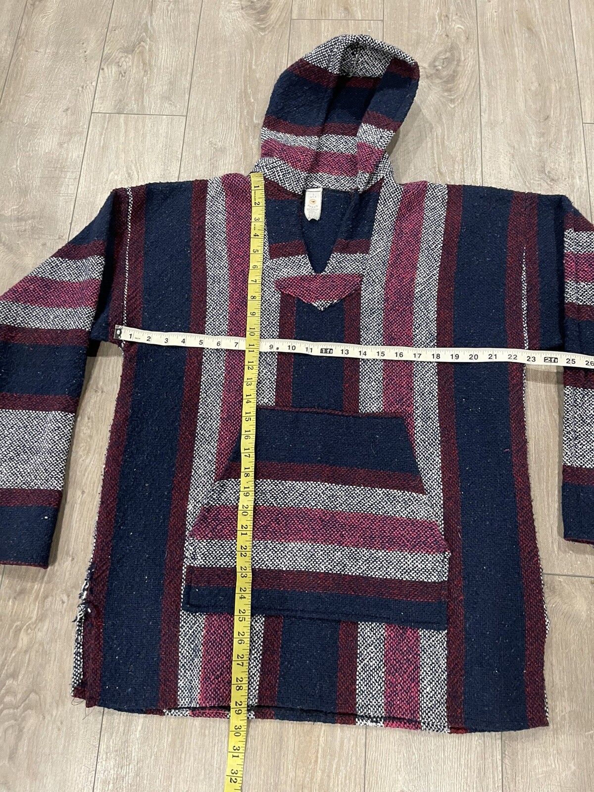 Vintage sun specs Drug Rug Pancho Mexican Blanket Hoo… - Gem