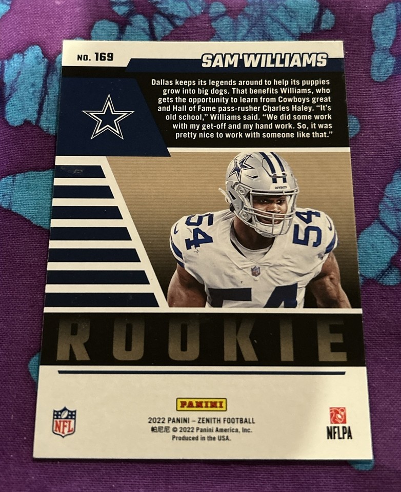 2022 Panini Zenith - Rookies Retail #169 Sam Williams (RC) Dallas ...