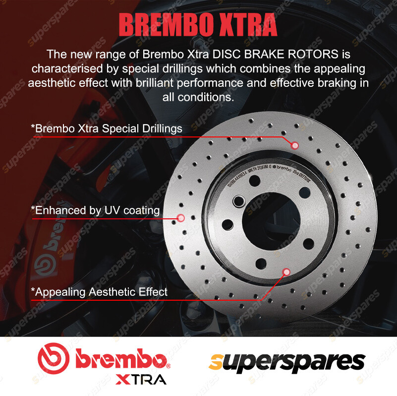 2x Rear Brembo Xtra Brake Rotors for Hyundai ix35 Tucson TLE W/O ...