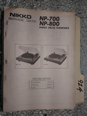 Nikko np-700 800 service manual original repair book stereo turntable ...