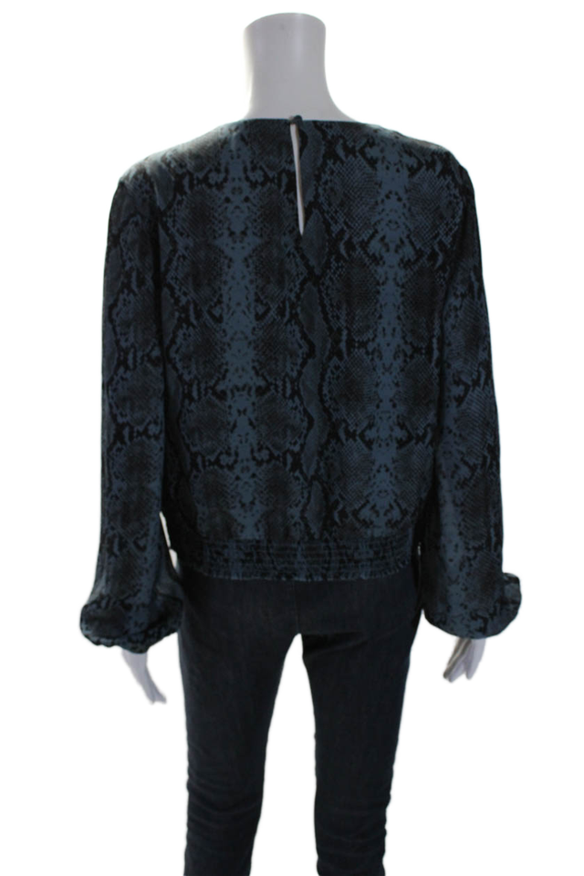Cami NYC Womens Blue Silk Python Skin Print Crew Neck Blouse Top Size M ...