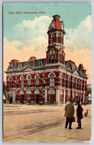 Delaware Ohio~Old City Hall~Four Face Clock Tower~Destroyed By Fire ...