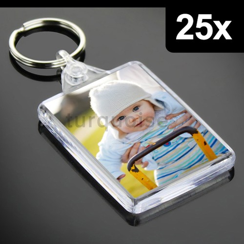 25x Premium Quality Clear Acrylic Blank Photo Keyrings Key Fobs 50 x 35 ...