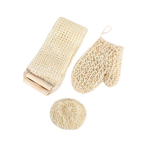 3Pcs Jute Back Wash Strap Shower Balls Exfoliating And Sponge For Back ...