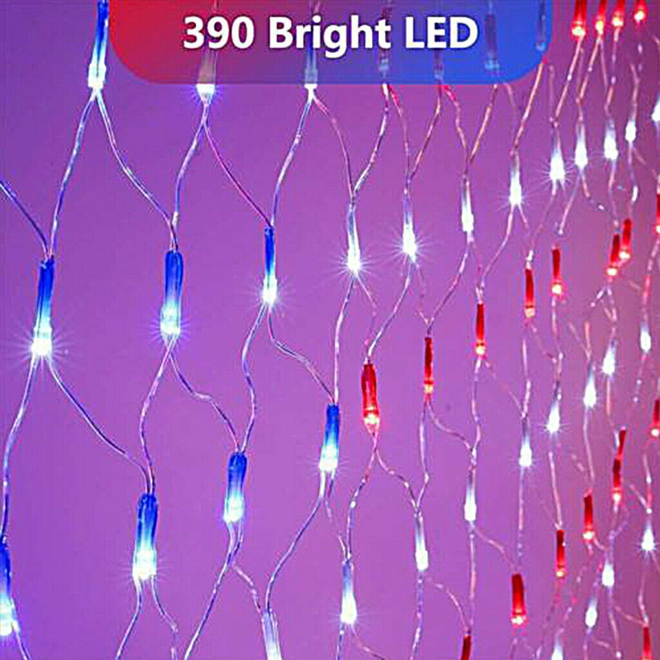 USA Flag Lights 420 LED American Flag Net String Light Hanging Garden ...