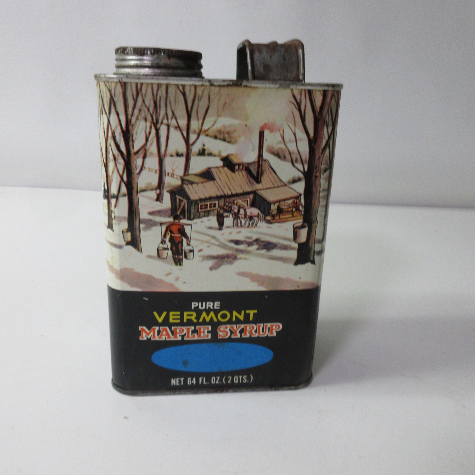 VTG Old Vermont Pure Maple Syrup Tin Metal Graphic Can 1/2 Gallon (#8 ...