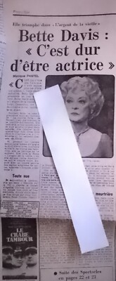 Bette Davis French article France soir 1977 | eBay