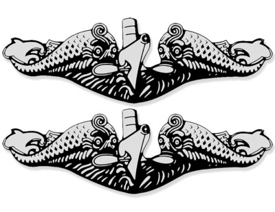 2-Pack 1x3 inch Silver Enlisted Submarine Warfare Logo Shaped Stickers ...