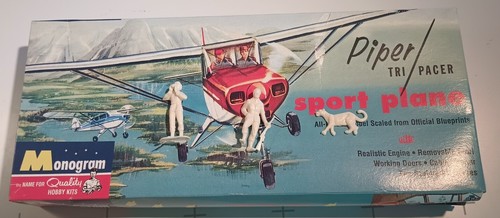 Rare 1967 Monogram 1/48 Scale Piper Tri-Pacer Box Inst.& Figures Only ...