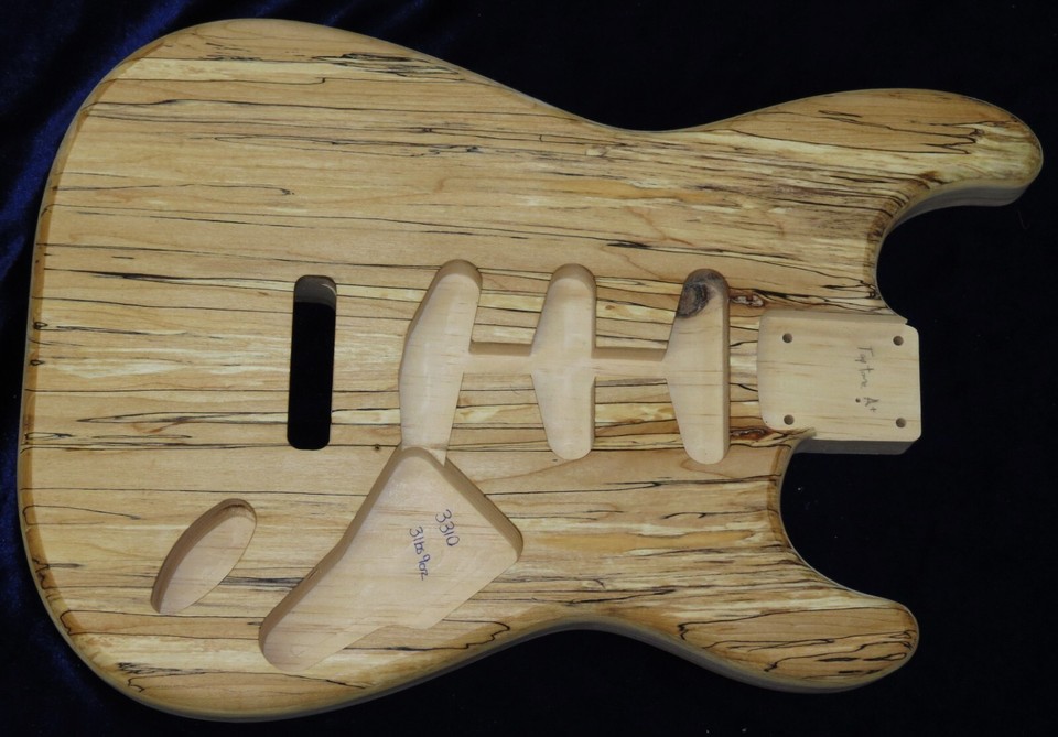 Spalted Maple Top/ Aged Pine Wood Strat Style body - Standard 3lbs 9oz ...