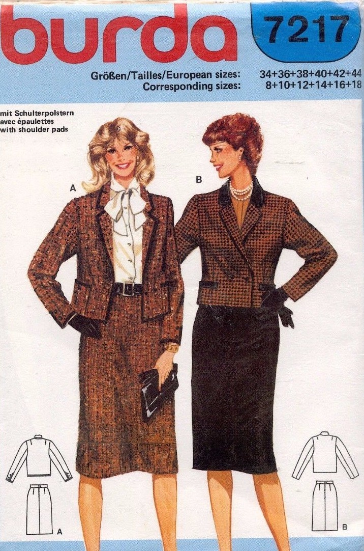 1980's VTG Burda Misses' Skirt and Jacket Pattern 7217 Size 8-18 UNCUT ...