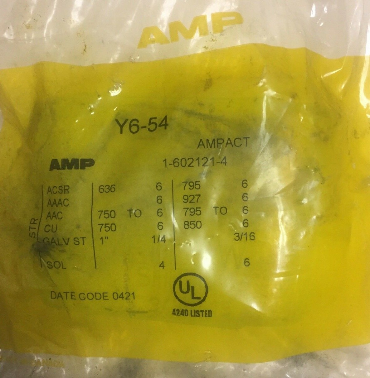 TE CONNECTIVITY AMPACT WEDGE CONNECTOR, 795 SERIES, 0-500KV, Y6-54, 1 ...