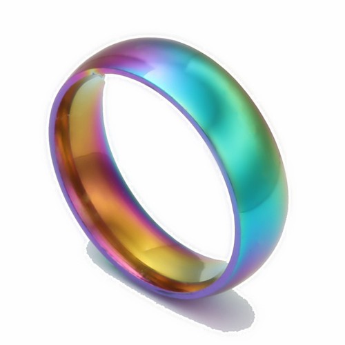 4mm/6mm/8mm Mystic Rainbow Titanium Steel Mens Women's Party Band Ring ...
