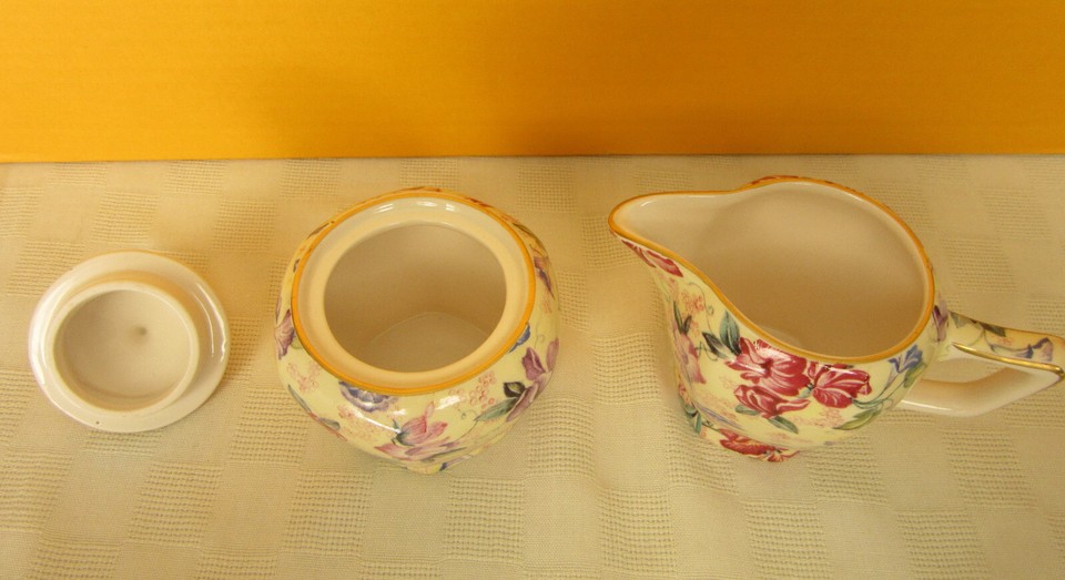 VTG WADE CHINA CREAMER AND SUGAR, CHINTZ PATTERN | eBay