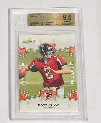 2008 Score Matt Ryan Rookie Card Beckett 9.5 Gem Mint BGS Atlanta ...