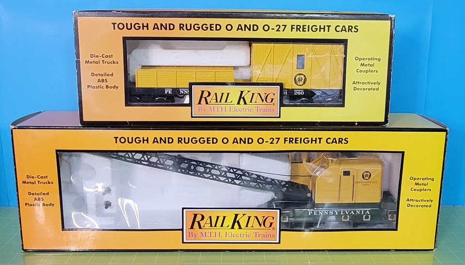 S01 MTH Rail King Pennsylvania American Crane Car & PRR Crane Tender O ...